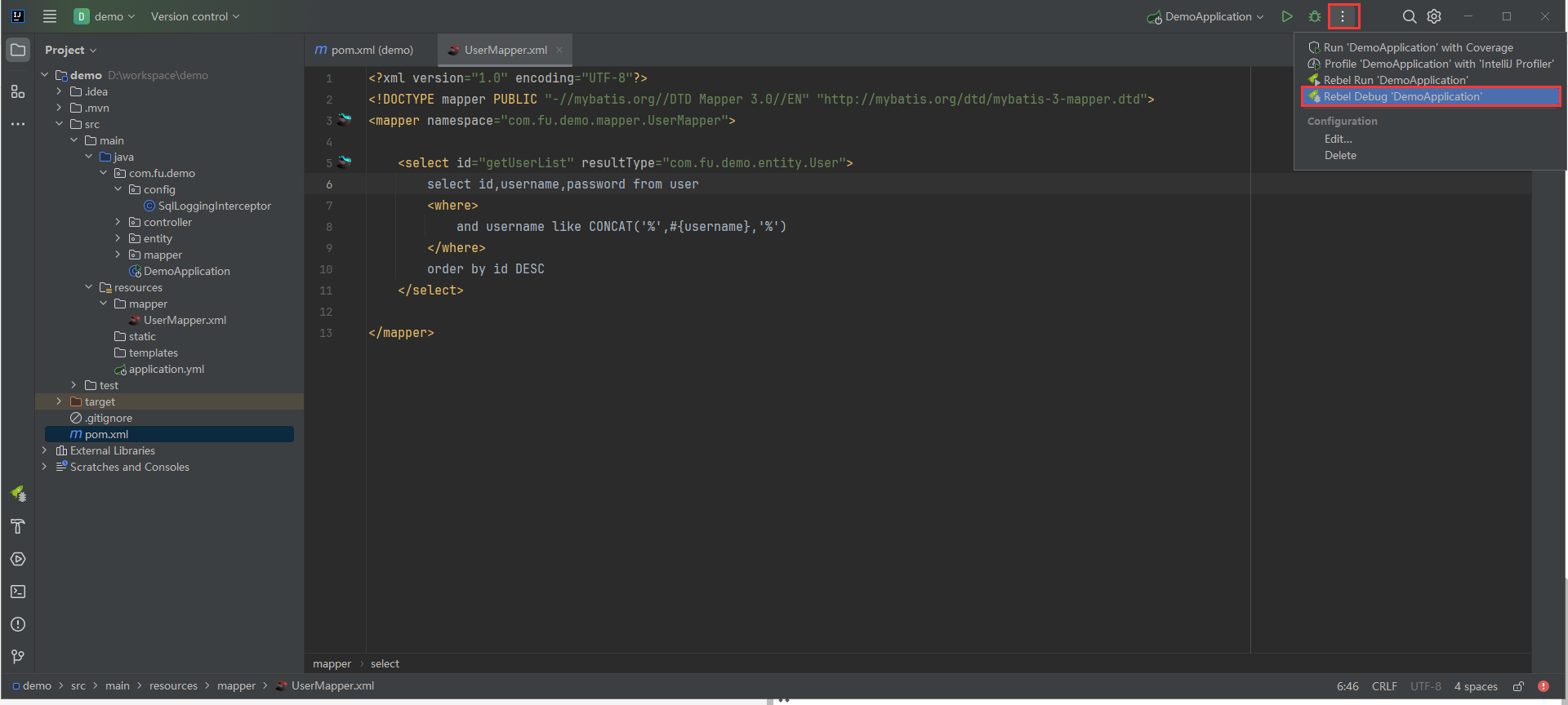 JRebel热部署SpringBoot+MyBatis+MyBatis-Plus实现不重启更新修改后MyBatis的XML文件_jrebel mybatisplus extension-CSDN博客