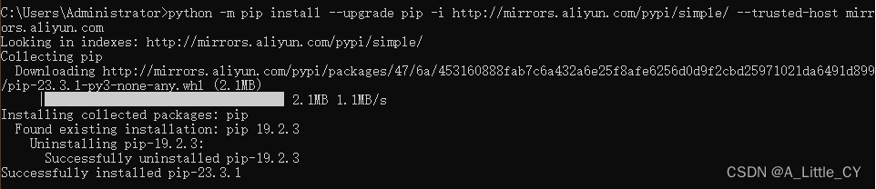 python报错WARNING: You are using pip version 19.2.3, however version 23.3.1 is available.-CSDN博客