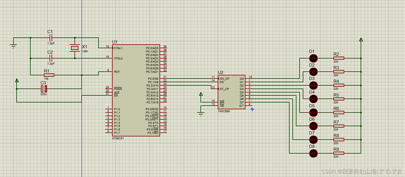 51单片机74HC595实现LED交替亮以及级联_74hc595级联-CSDN博客