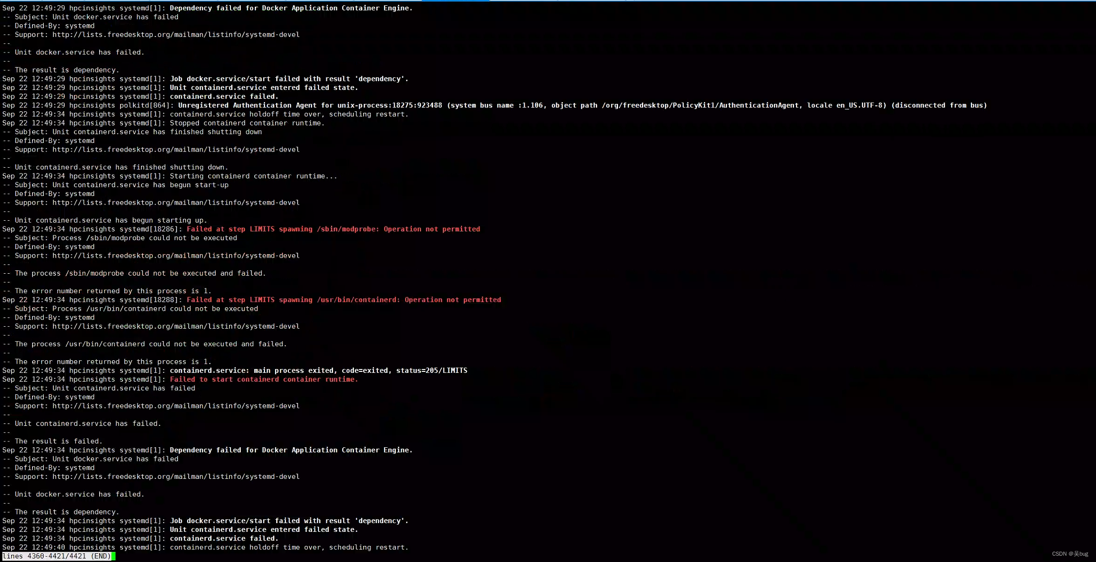 Docker启动失败：Failed at step LIMITS spawning /sbin/modprobe_docker failed at set limits-CSDN博客