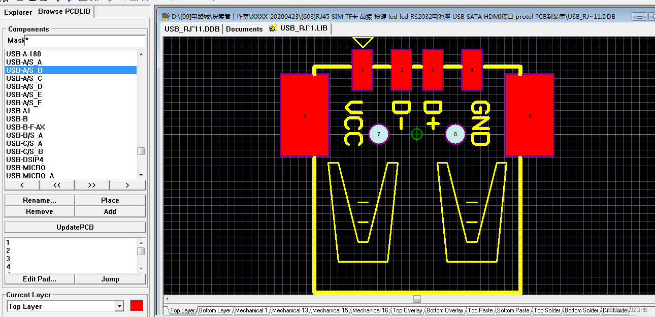 晶振 按键 led lcd RS2032电池座 USB SATA HDMI RJ45 SIM TF卡接口 protel （PCB封装库）_tf卡 protel 模版-CSDN博客