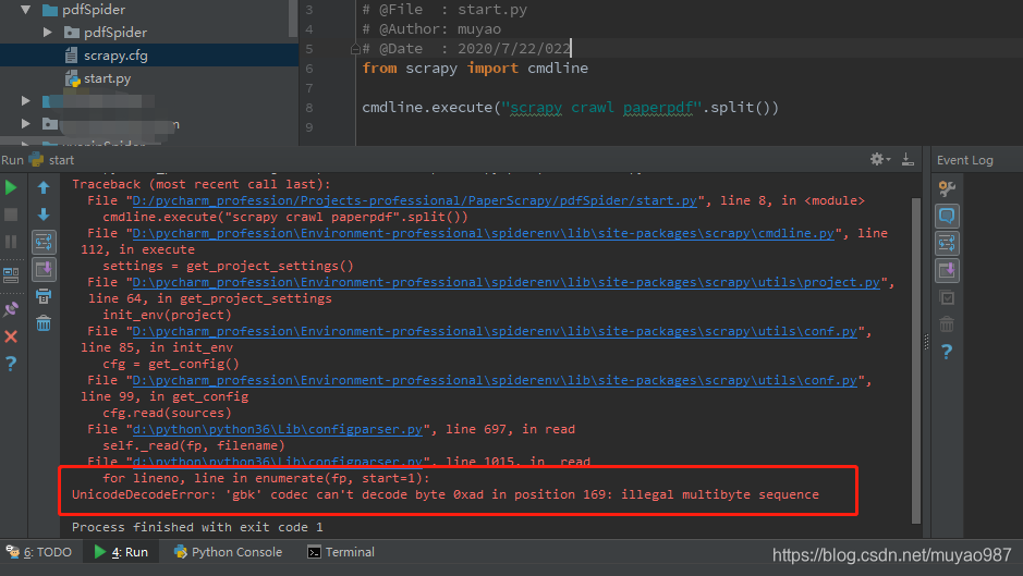 Scrapy中出现UnicodeDecodeError：检查scrapy.cfg是否含中文_scrapy.cfg 不能包含中文吗-CSDN博客