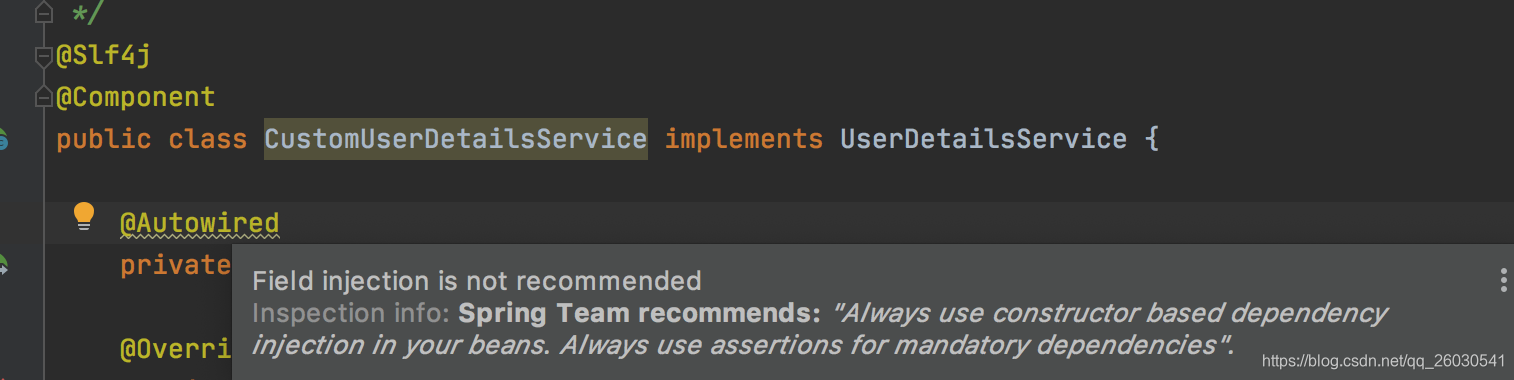 IDEA里使用@Autowired注解警告Field injection is not recommended详解_不建议现场注释怎么办-CSDN博客