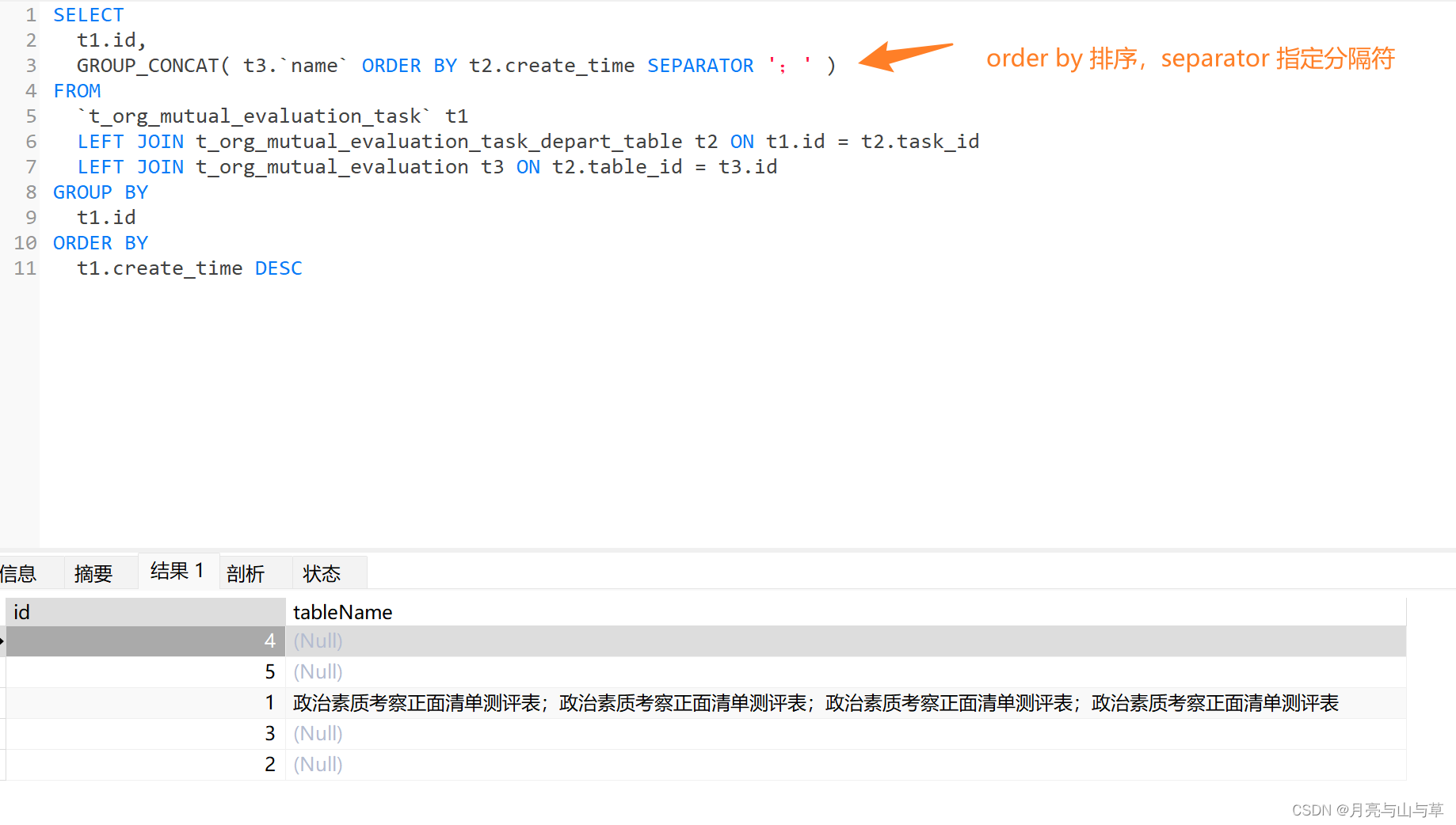 GROUP_CONCAT() 分组内容排序并指定分隔符_group concat分隔符-CSDN博客