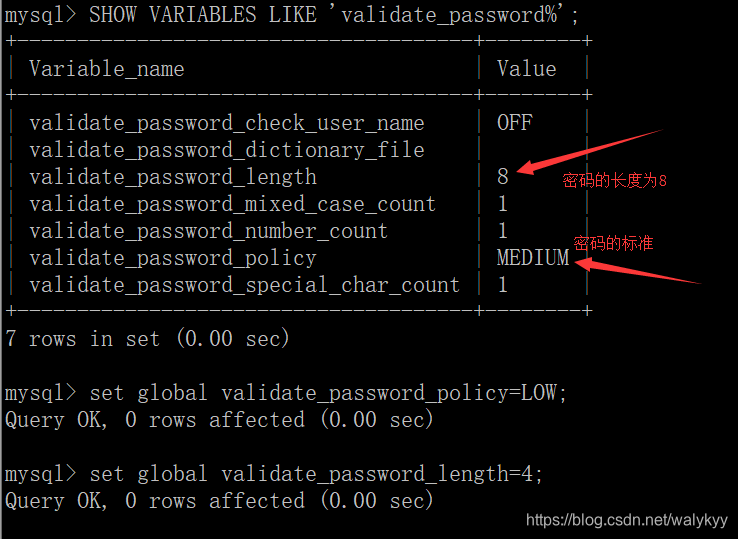 MYSQL ERROR 1819 (HY000): Your password does not satisfy the current ...