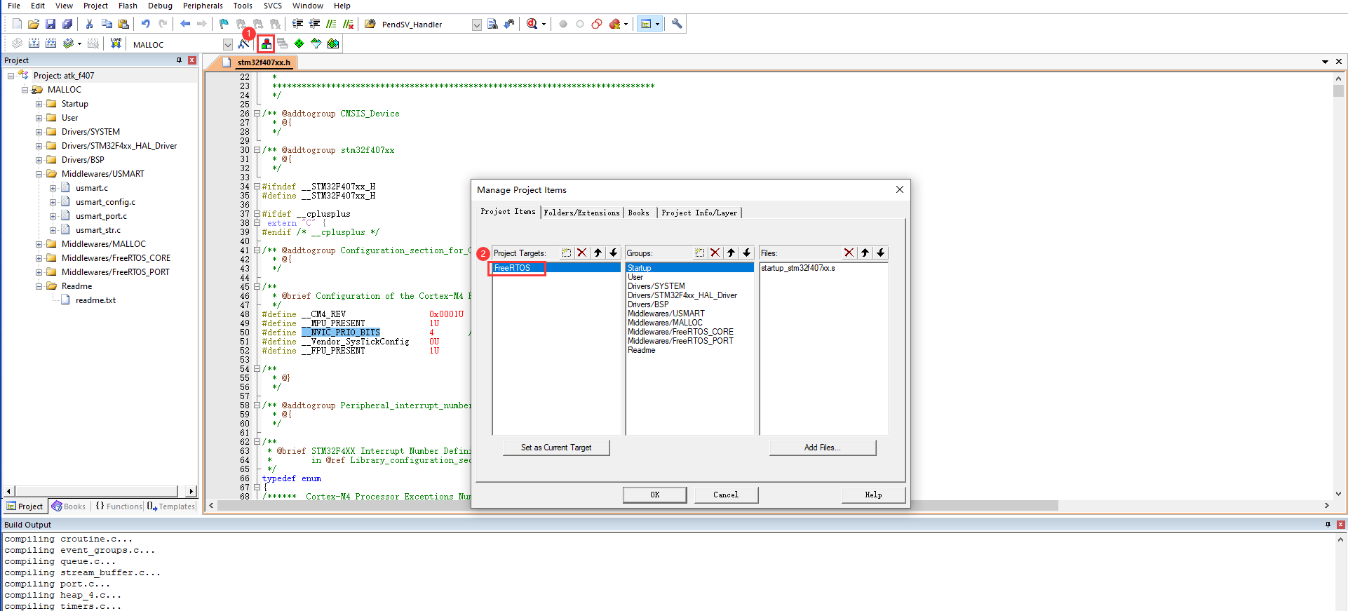 【FreeRTOS】STM32F407 移植 FreeRTOS（基于正点原子例程）_stm32f407 rtos 移植-CSDN博客