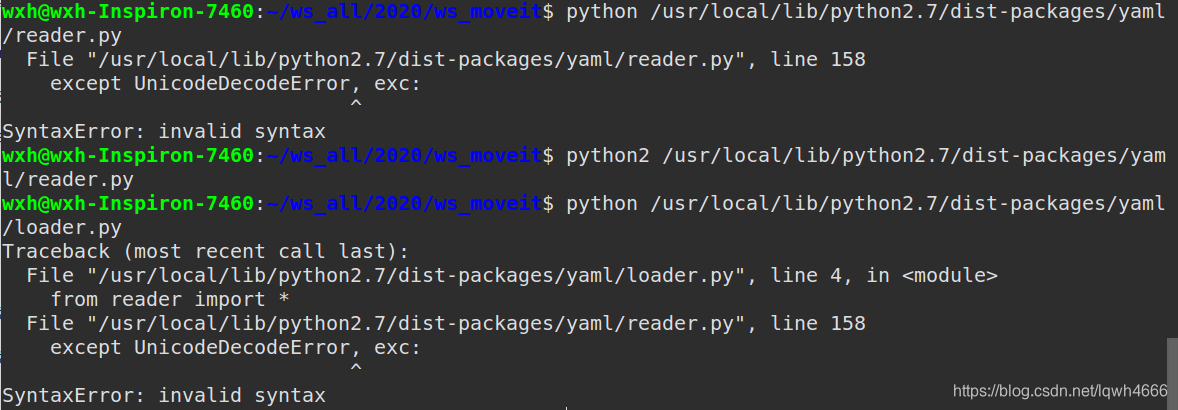 File “/usr/local/lib/python2.7/dist-packages/yaml/reader.py“, line 158 的 SyntaxError: invalid ...