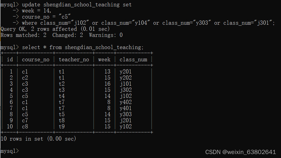 数据库第七次作业-更新数据_update teacher set tsal=tsal join classes on teach-CSDN博客