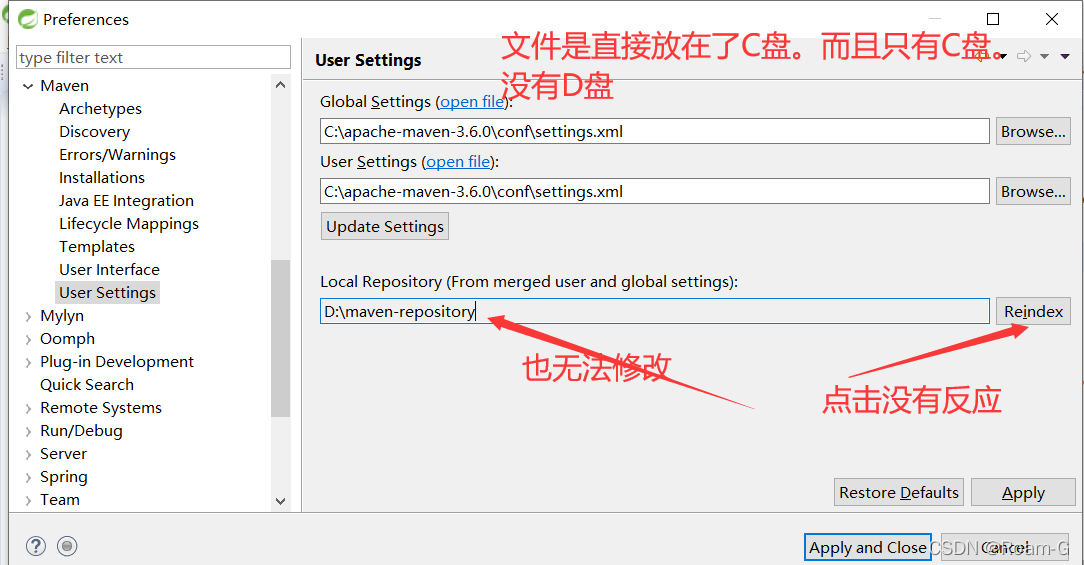Could not create local repository at D:\maven-repository -＞ [Help 1][ERROR][ERROR] To see the ...