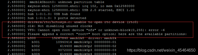 linux内核移植时，报错 VFS: Cannot open root device "nfs" or unkonwn-block(0 ...