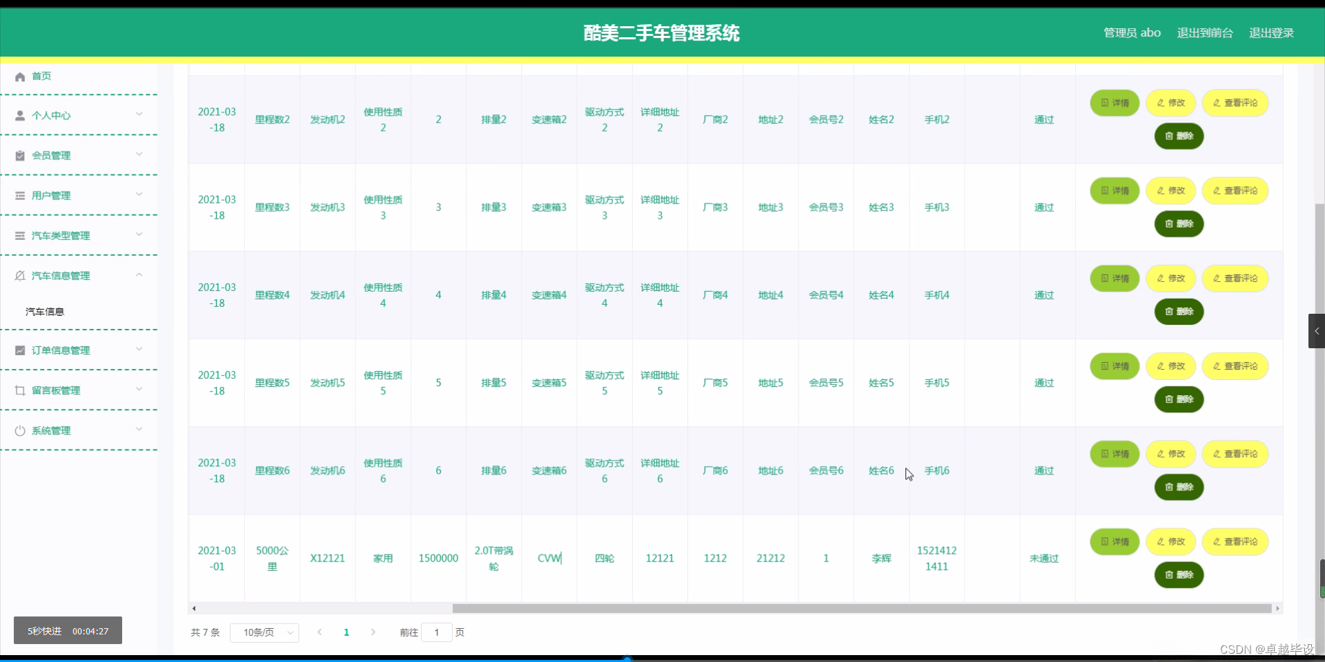 Java计算机毕业设计酷美二手车管理系统(附源码、数据库)java二手车系统 Csdn博客