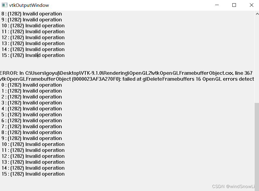 vtkOpenGLFramebufferObject (000001DCC7696900): failed at glDeleteFramebuffers 16 OpenGL errors ...