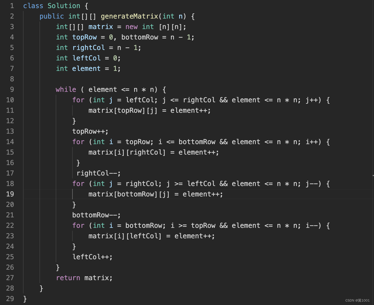 代码随想录算法训练营第二天｜977. Squares of a Sorted Array 209.Minimum Size Subarray Sum 59.Spiral Matrix II ...