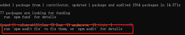 npm install报错 run `npm audit fix` to fix them, or `npm audit` for details-CSDN博客