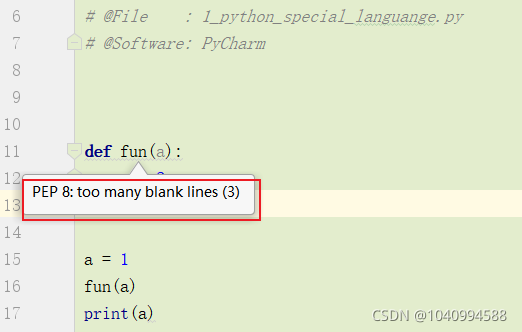 形如PEP 8: E303 too many blank lines (3)，以灰色波浪线形式在Pycharm下出现-CSDN博客