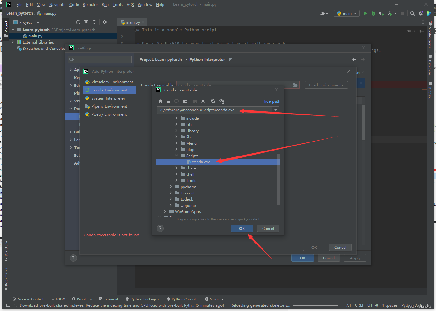 新版Pycharm解决Conda executable is not found-CSDN博客