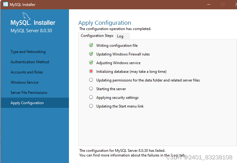 mysql安装在Initializing Database报错，求解！_adding a windows firewall rule for mysql80 on port-CSDN博客