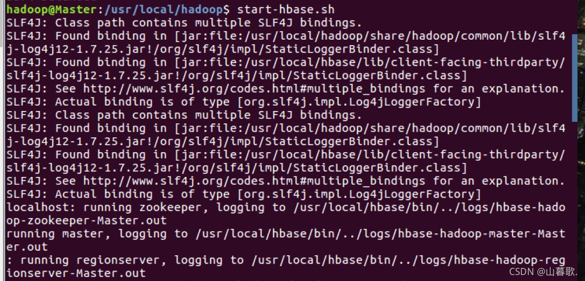 启动HBase时提示SLF4J: Class path contains multiple等信息时的解决方法_slf4j: class path contains multiple slf4j ...
