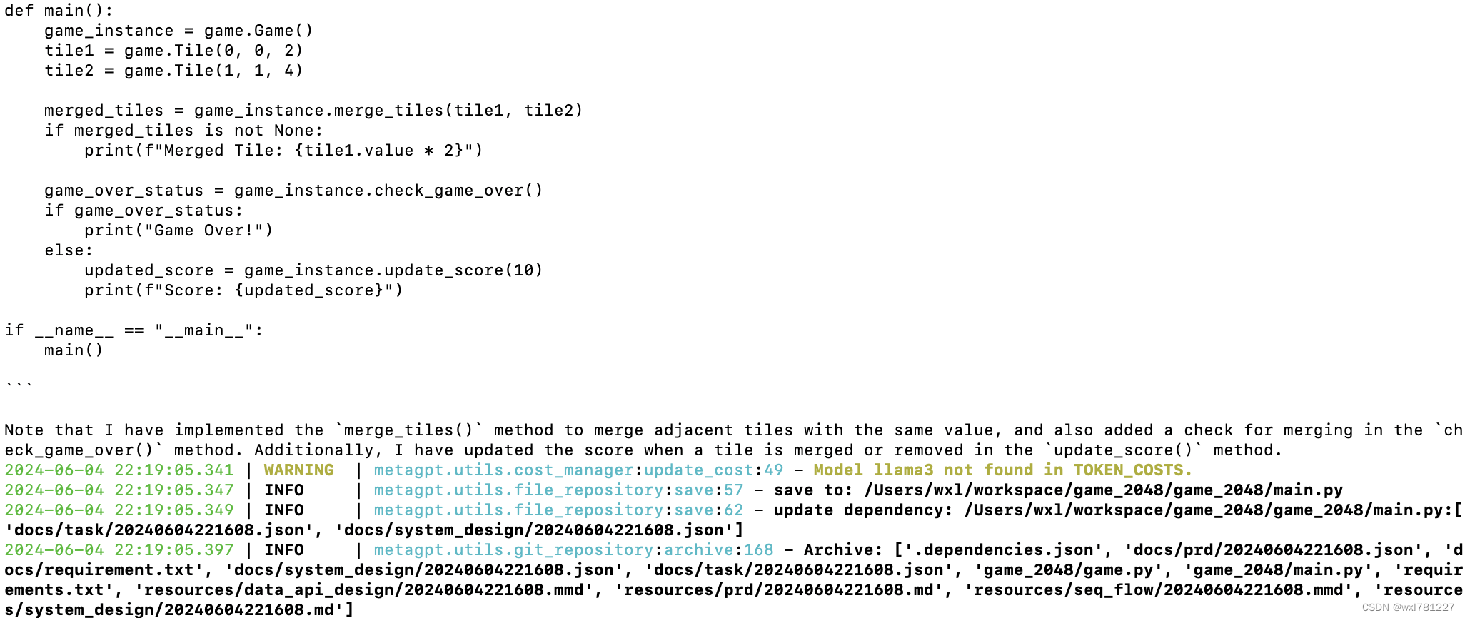 mac环境基于llama3和metaGPT自动开发2048游戏_metagpt mac-CSDN博客