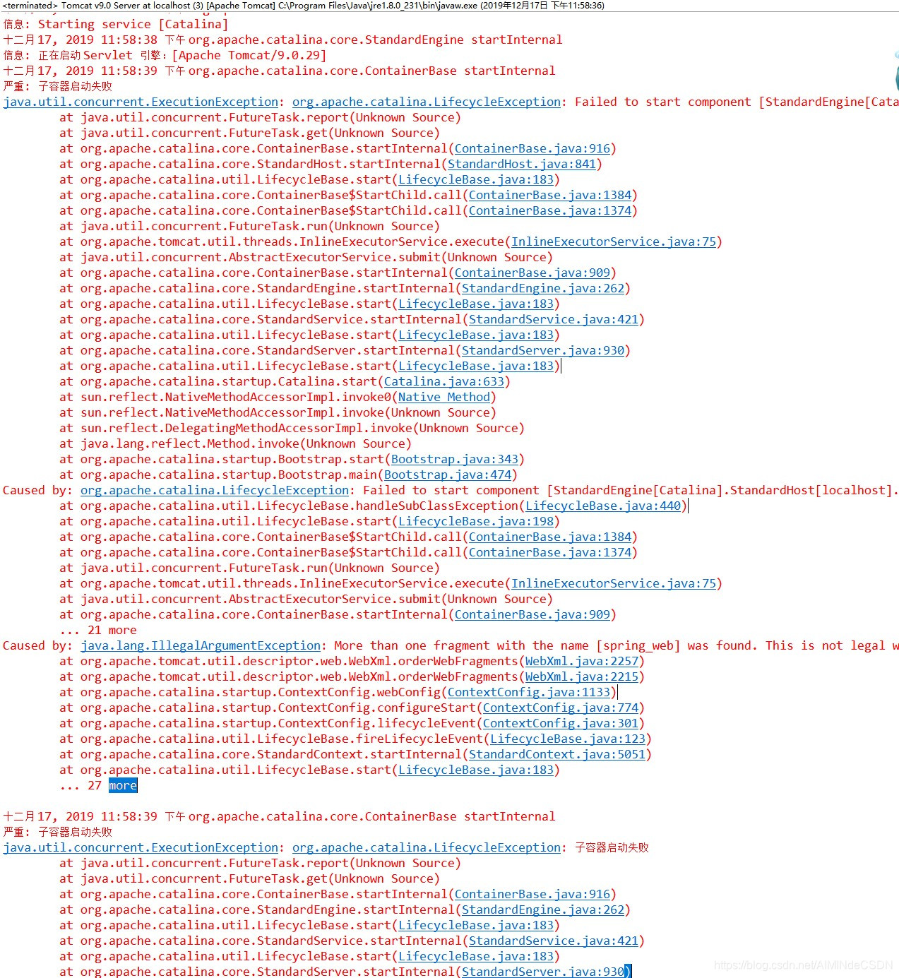 无法启动Tomcat org.apache.catalina.LifecycleException: 子容器启动失败-CSDN博客