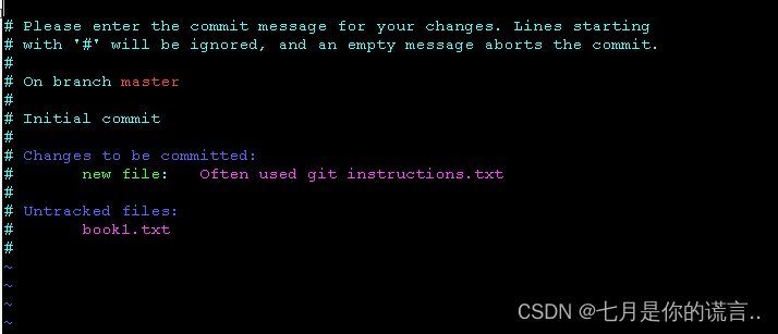 git commit遇到with ‘#‘ will be ignored, and an empty message aborts the commit.或git log失败的原因及两种解决 ...