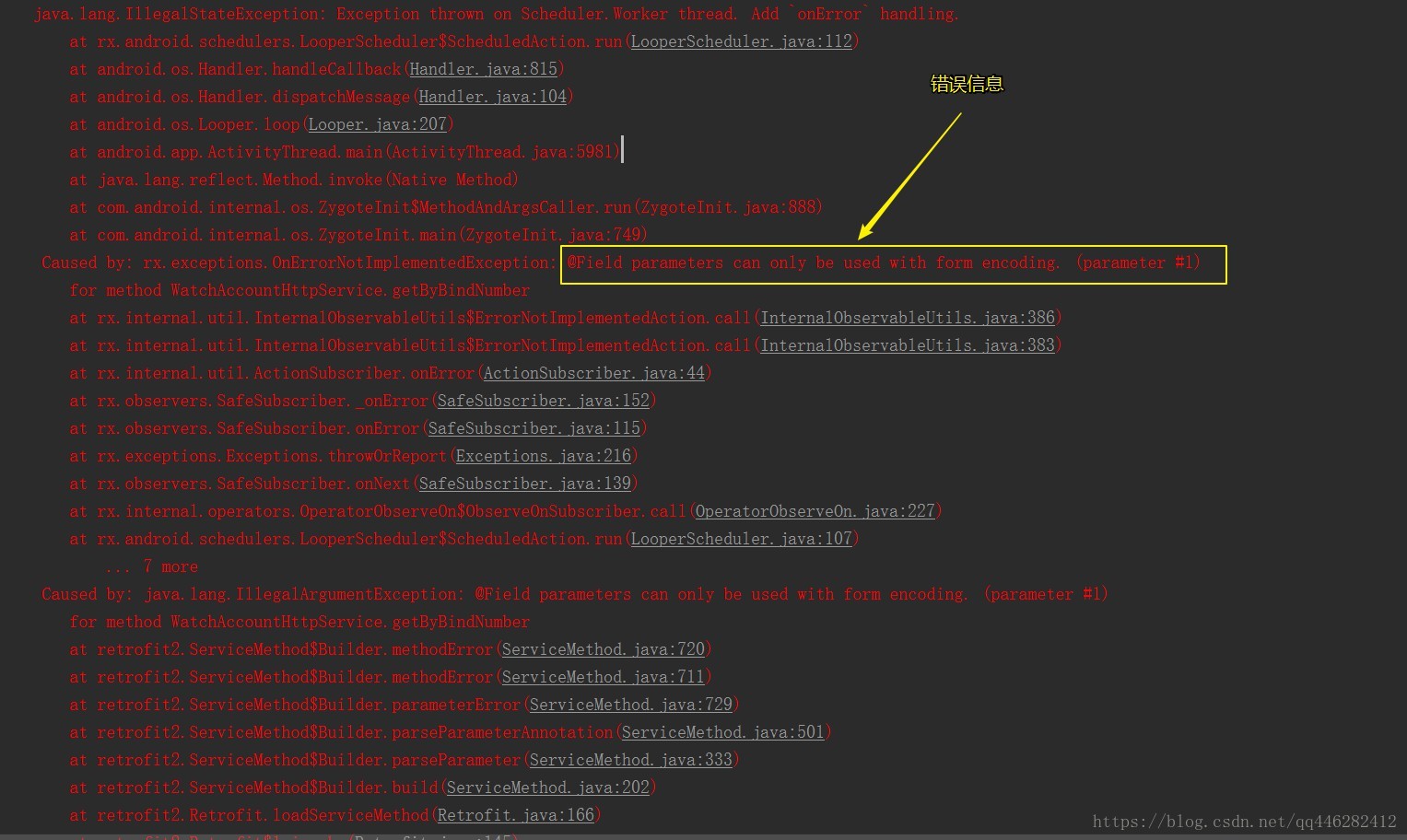 Android:使用Retrofit进行Post请求报错： @Field parameters can only be used with form encoding._retrofit ...
