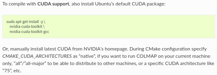 安装colmap报错CMake Error You must set CMAKE_CUDA_ARCHITECTURES to e.g. ‘native‘, ‘all-major‘, ‘70 ...