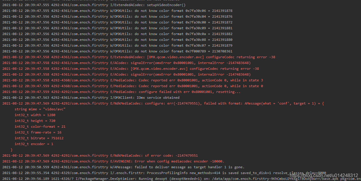 【AVD】NDK MediaCodec 编码中的坑 configure: err(-2147479551) error -38 Fatal signal 4 (SIGILL) ILL ...