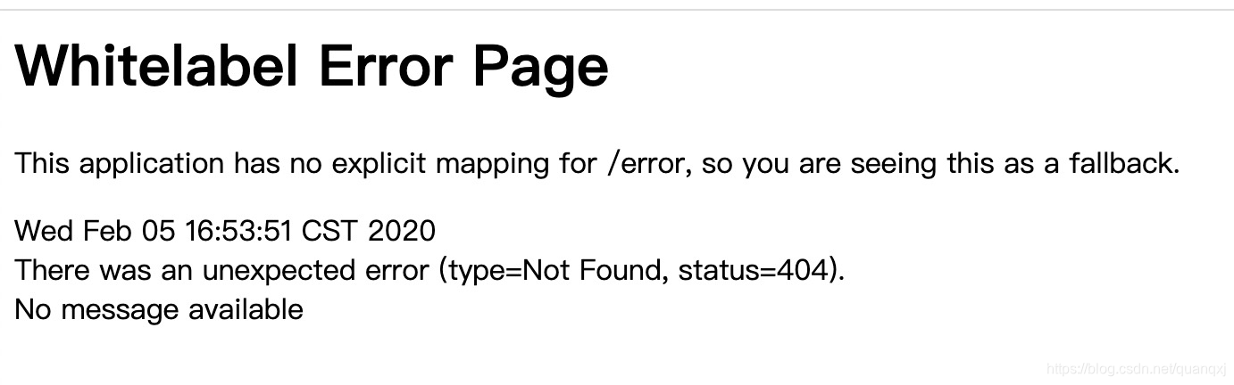 Java springboot This application has no explicit mapping for /error, so you are seeing this as a ...
