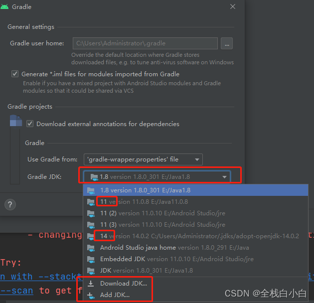 Android疑难解决-Android Gradle plugin requires Java 11 to run. You are currently using Java 1.8 ...