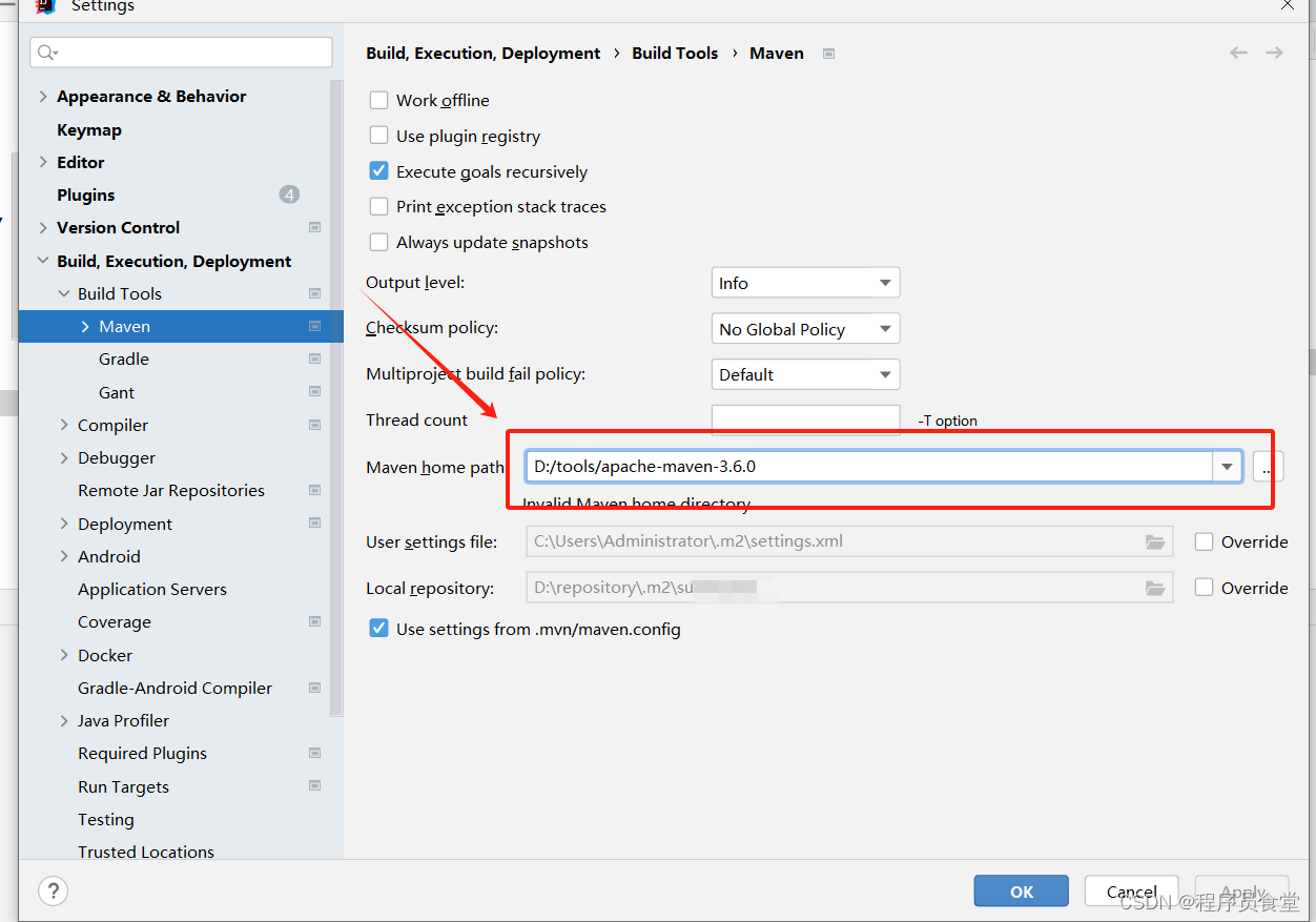 【maven】No valid Maven installation found. Either set the home directory in the confguration ...
