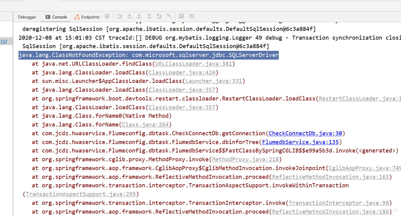 连接本地sqlServer数据库时报错 java.lang.ClassNotFoundException: com.microsoft.sqlserver.jdbc ...