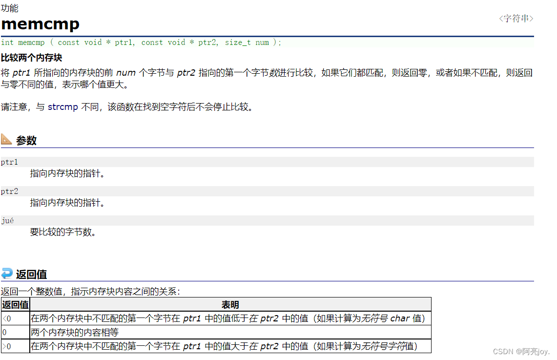 内存函数详解与模拟实现：memcpy、memmove、memcmp、memset-CSDN博客