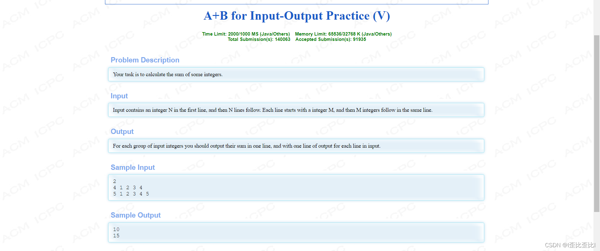 A+B for Input-Output Practice (V)-CSDN博客
