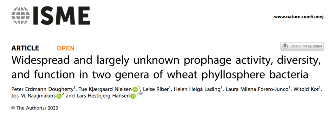 ISME | 哥本哈根大学Hansen组揭示小麦叶际细菌中存在大量活性和功能未知的原噬菌体...-CSDN博客