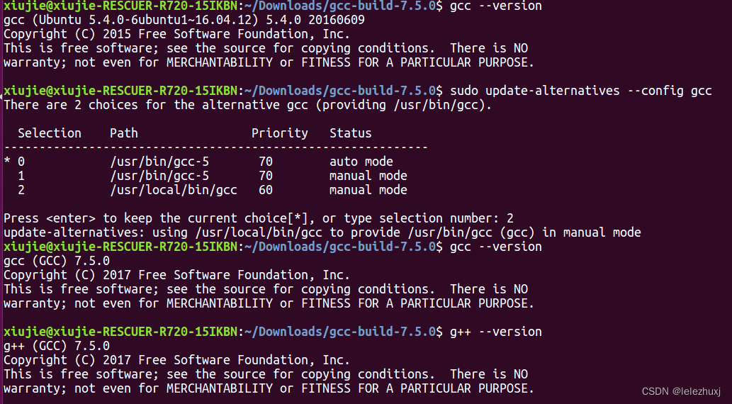 Ubuntu16.04下安装多版本gcc和g++教程_ubuntu安装gcc7.5.0-CSDN博客