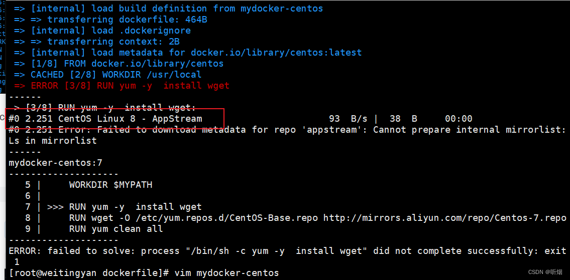 Dockerfile创建CentOS镜像与yum下载问题-CSDN博客