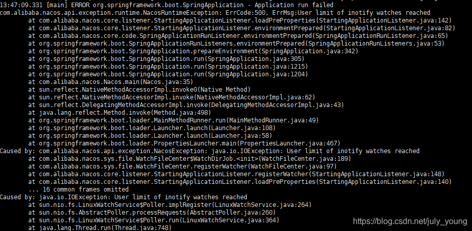 Nacos部署问题: User limit of inotify watches reached-CSDN博客