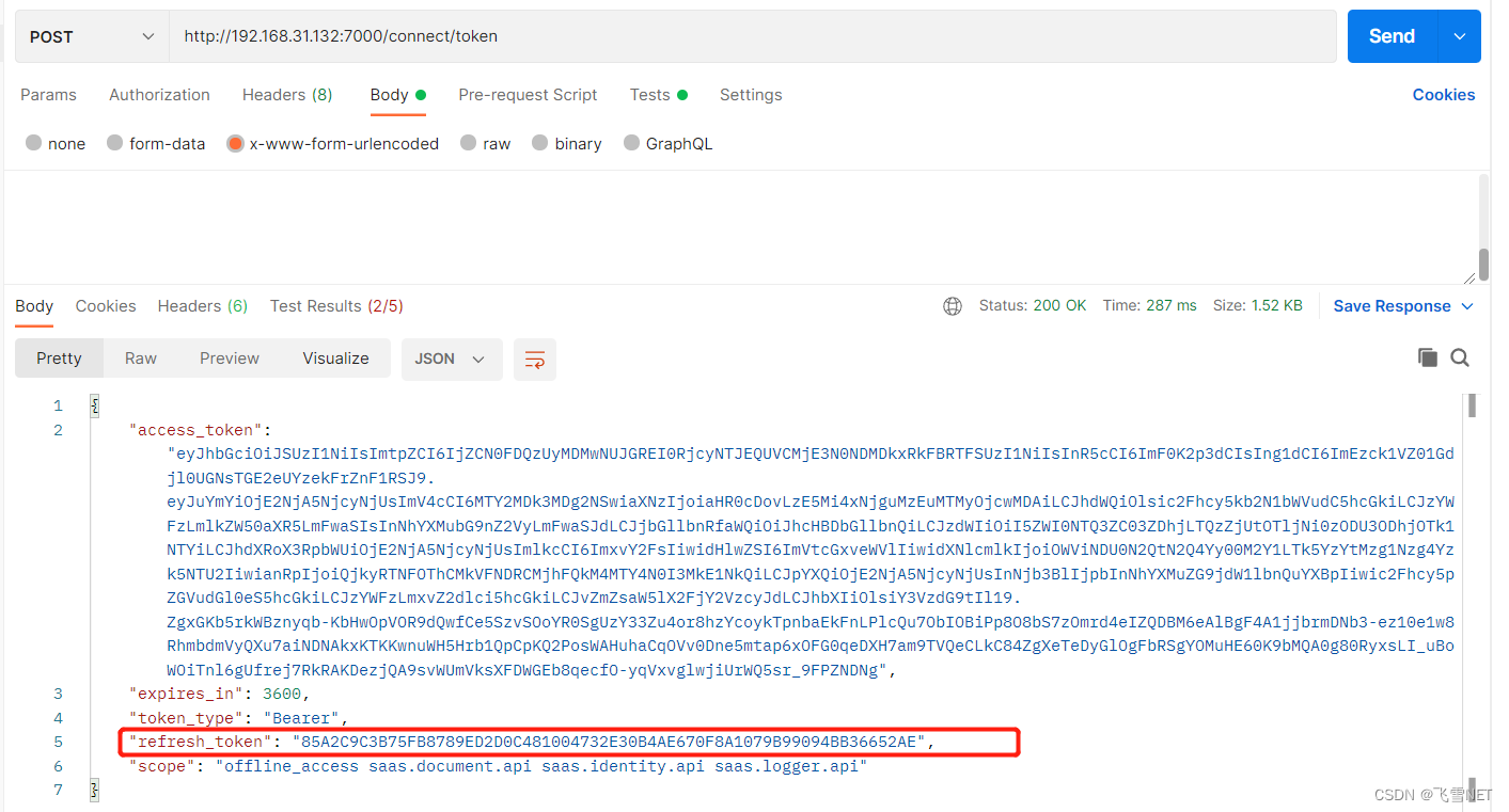 IdentityServer4 获取Token及刷新Token_identityserver4 刷新token-CSDN博客