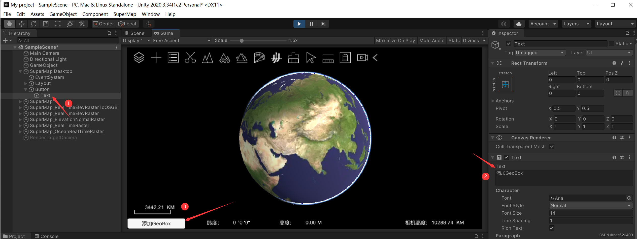 SuperMap Hi-Fi 3D SDK 11i(2022) for Unity插件开发入门——点击按钮在球面场景添加Geobox对象_unity gis插件-CSDN博客