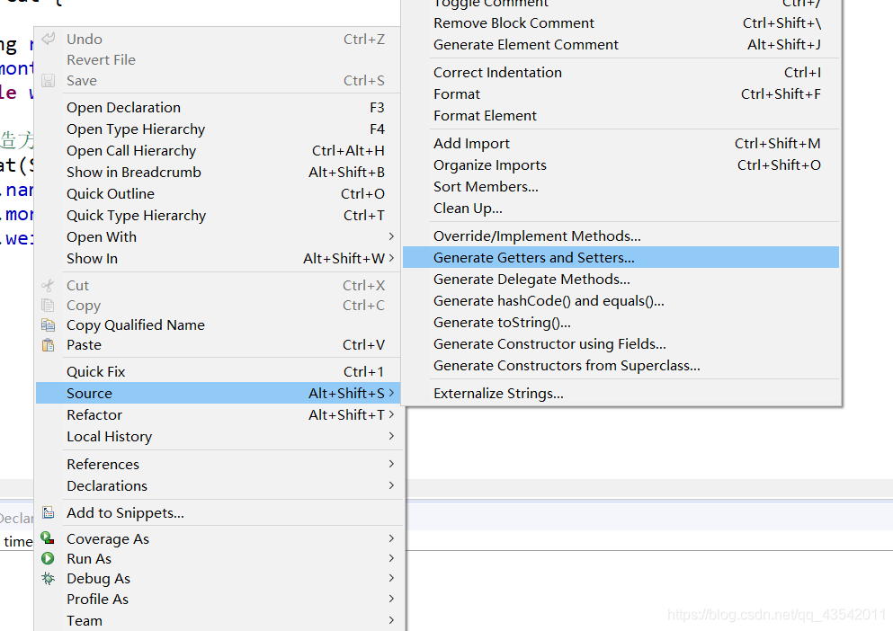 eclipse自动生成setter和getter方法_esclipes如何source补全getter-CSDN博客