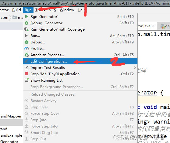 mybatis逆向工程The specified target project directory mall-tiny-01\src\main ...