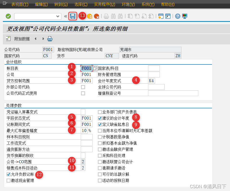 FI配置-财务会计-输入全局参数(事务码OBY6&后台表T001&英文Enter Global Parameters)_sap oby6-CSDN博客
