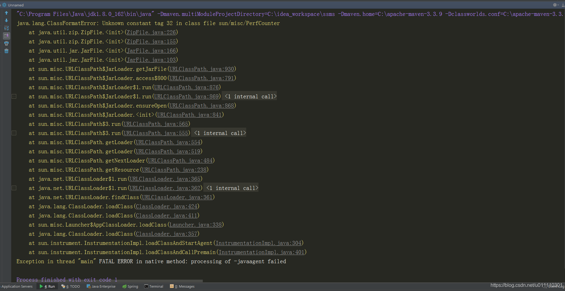 tomcat启动时报错，java.lang.ClassFormatError:Unknown constant tag 32 in class ...