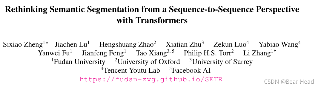 SETR：Rethinking Semantic Segmentation from a Sequence-to-Sequence Perspective with Transformers ...