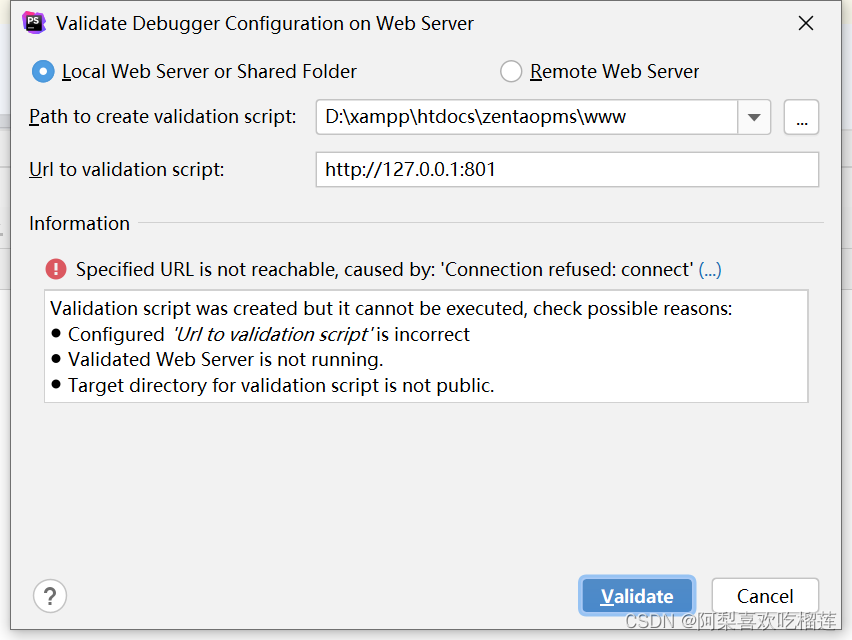 Validation script was created but it cannot be executed, check possible reasons: Configured ‘Url ...
