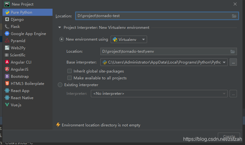 tornado学习第一天，搭建环境。_pycharm tornado-CSDN博客