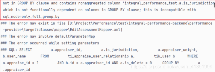 Mysql--Cause: java.sql.SQLSyntaxErrorException: Expression #1 of SELECT list is not in GROUP BY ...