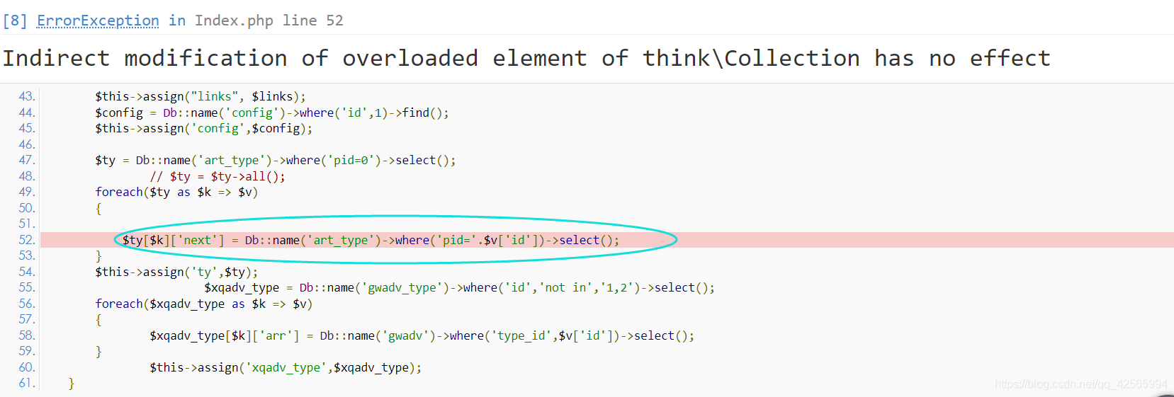 thinkphp5中Indirect modification of overloaded element of XXX has no effect的解决办法-CSDN博客