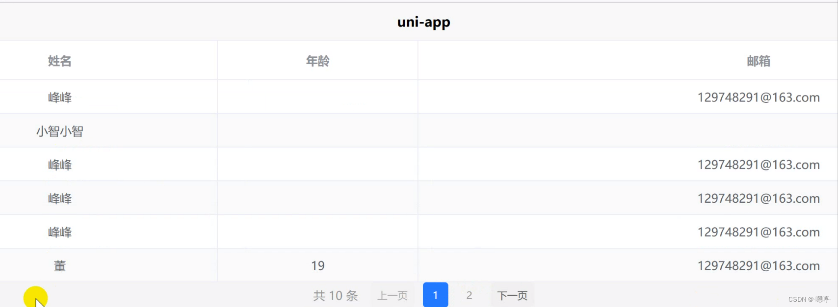 uni-pagination实现表格分页查询-CSDN博客